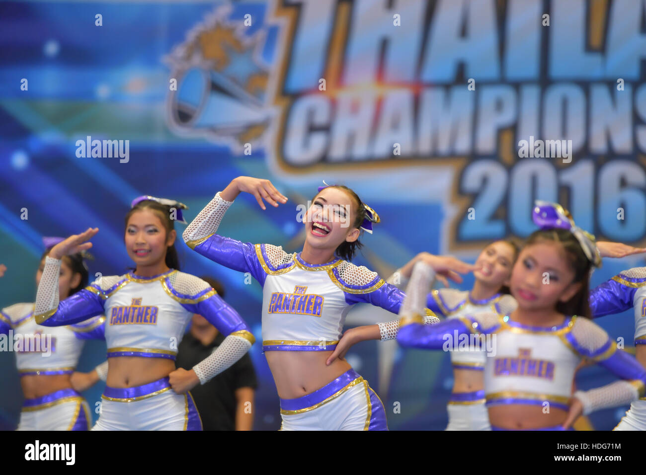 Bangkok, Thailand. 11th Dec, 2016. Group of cheerleaders in during 21th ...