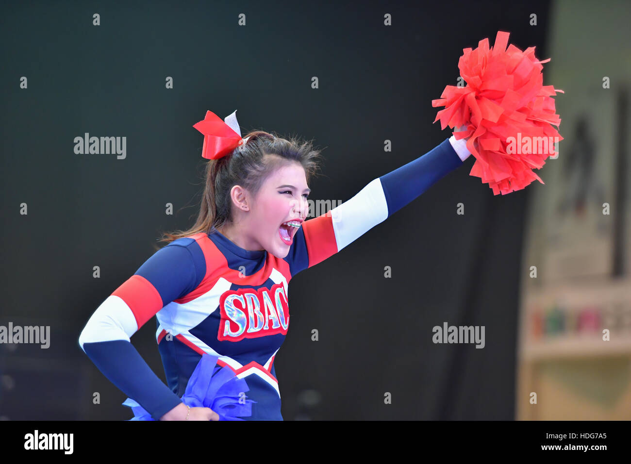 Bangkok, Thailand. 11th Dec, 2016. Group of cheerleaders in during 21th ...