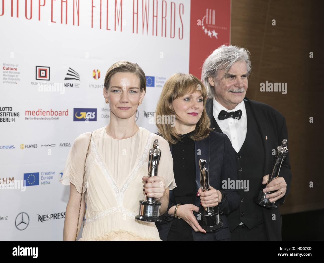 Wroclaw, Poland. 10th Dec, 2016. Sandra Huller, Maren Ade and Peter ...