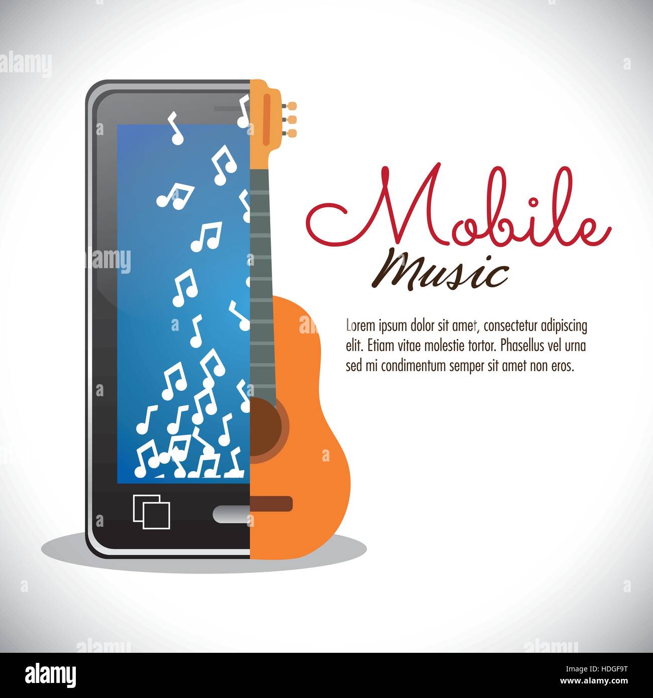 mobile music smartphone guitar card note music vector illustration eps ...