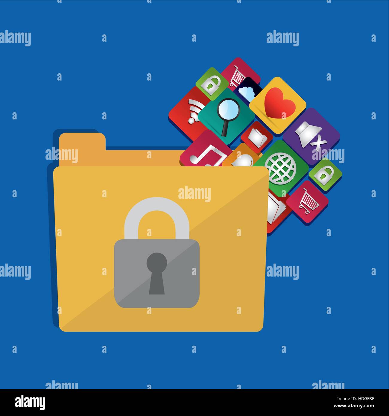 internet security folder files social media icons vector illustration ...