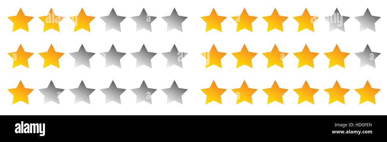Star rating symbols with 6 star. Quality, feedback, experience, level ...