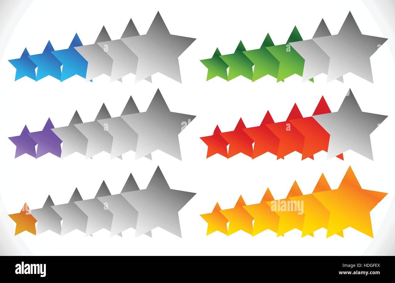 Star rating symbols with 6 star. Quality, feedback, experience, level ...