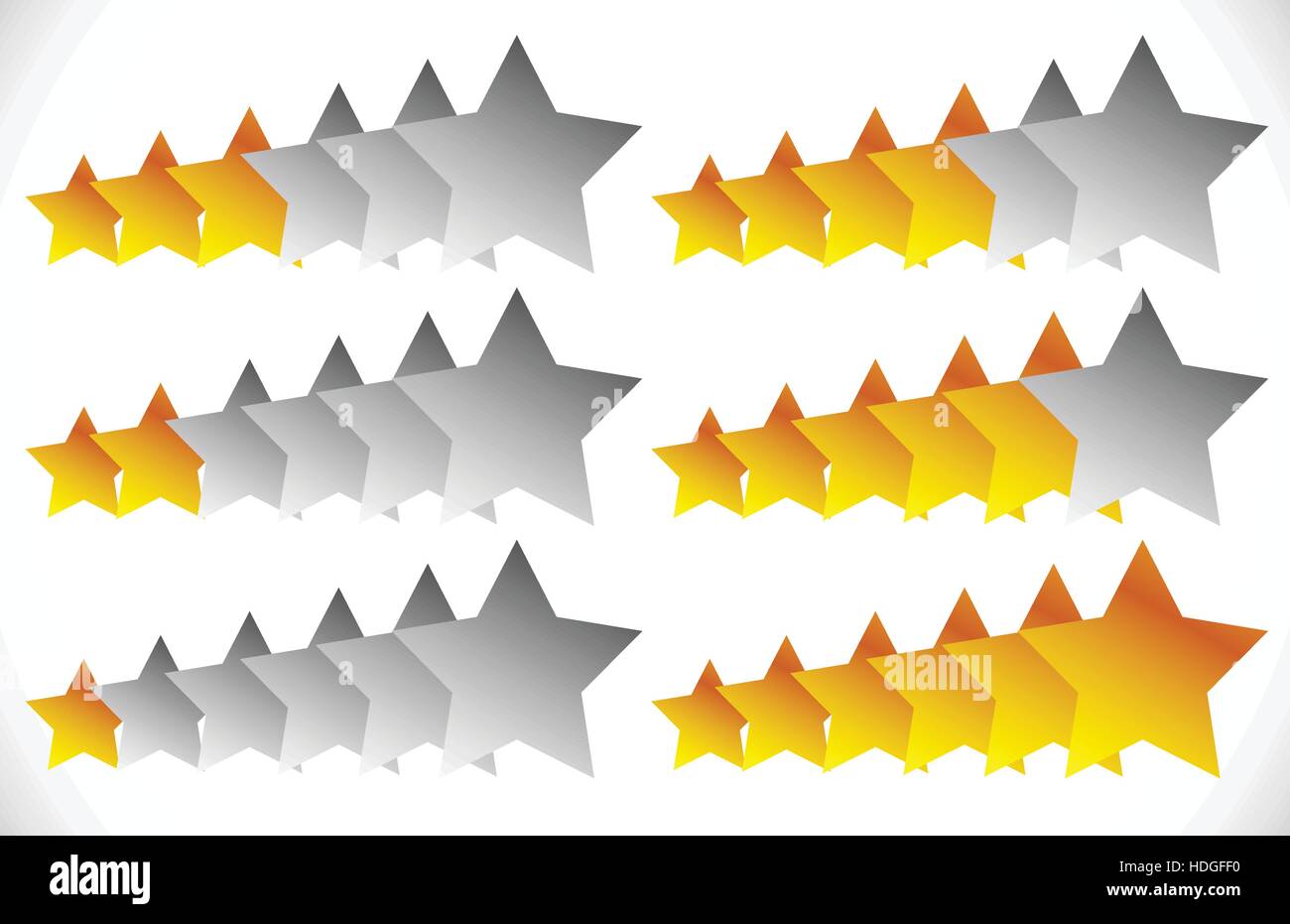 Star rating symbols with 6 star. Quality, feedback, experience, level ...