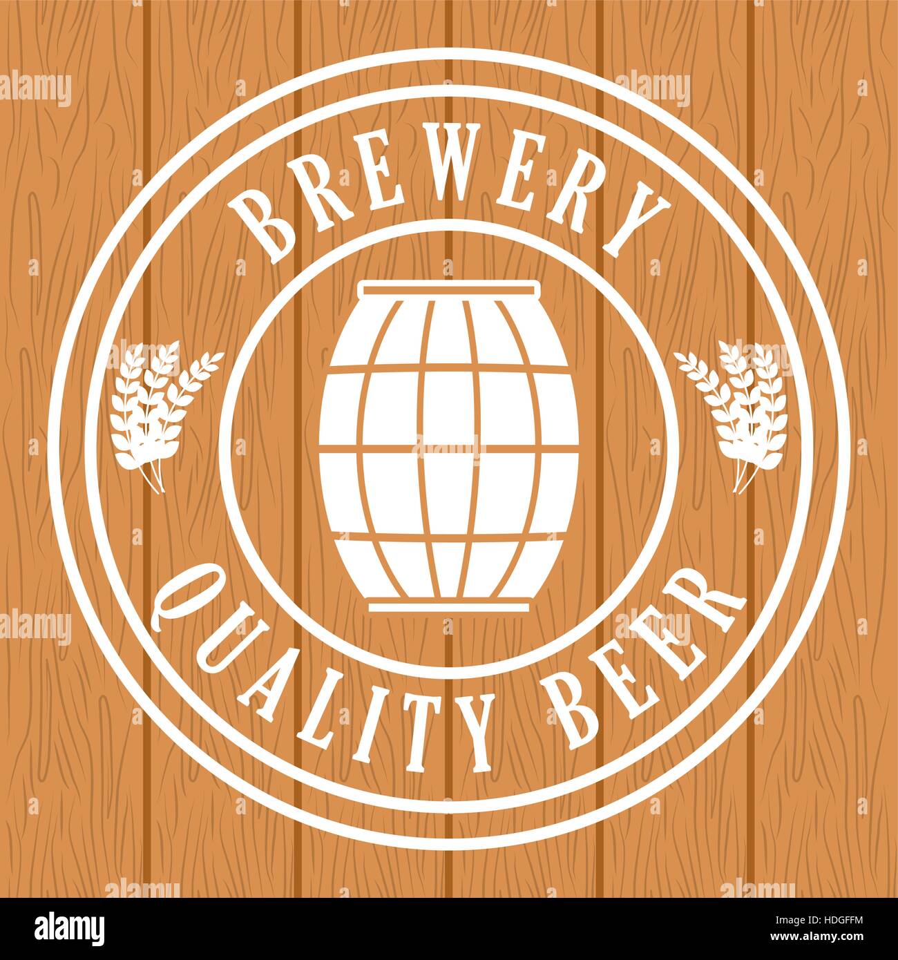 brewery quality beer barrel wooden background vector illustration eps ...