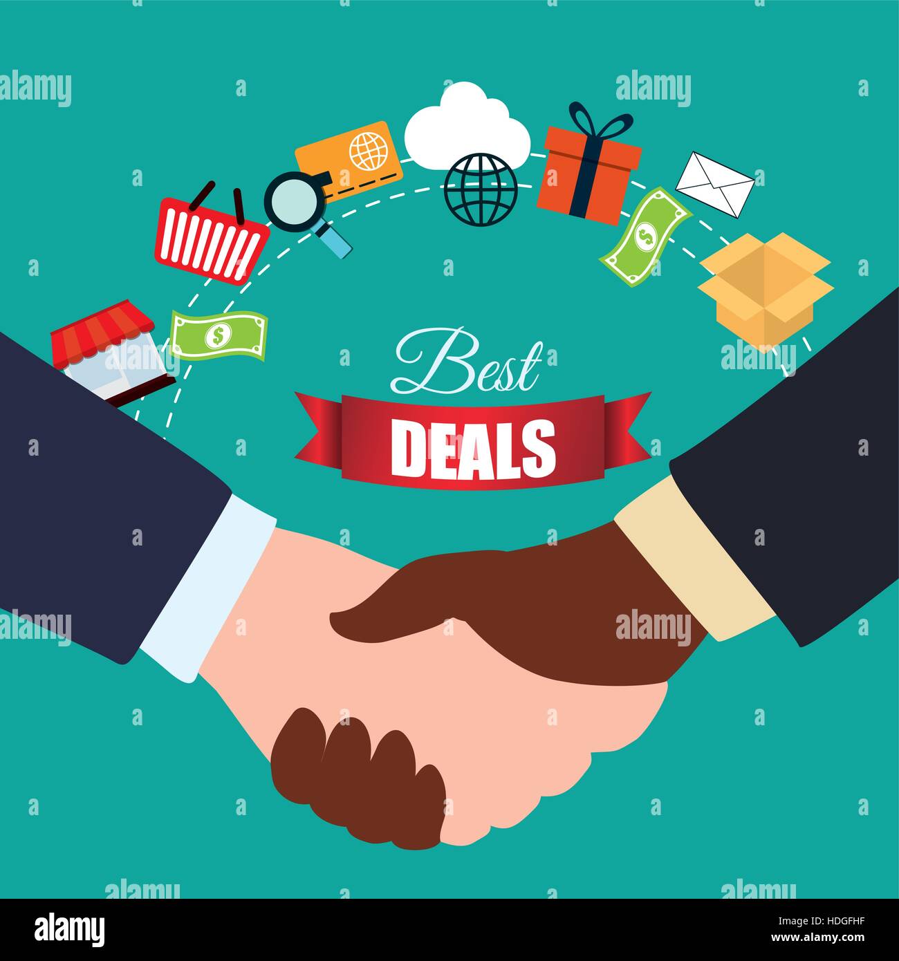 handshake best deals shopping items vector illustration eps 10 Stock ...