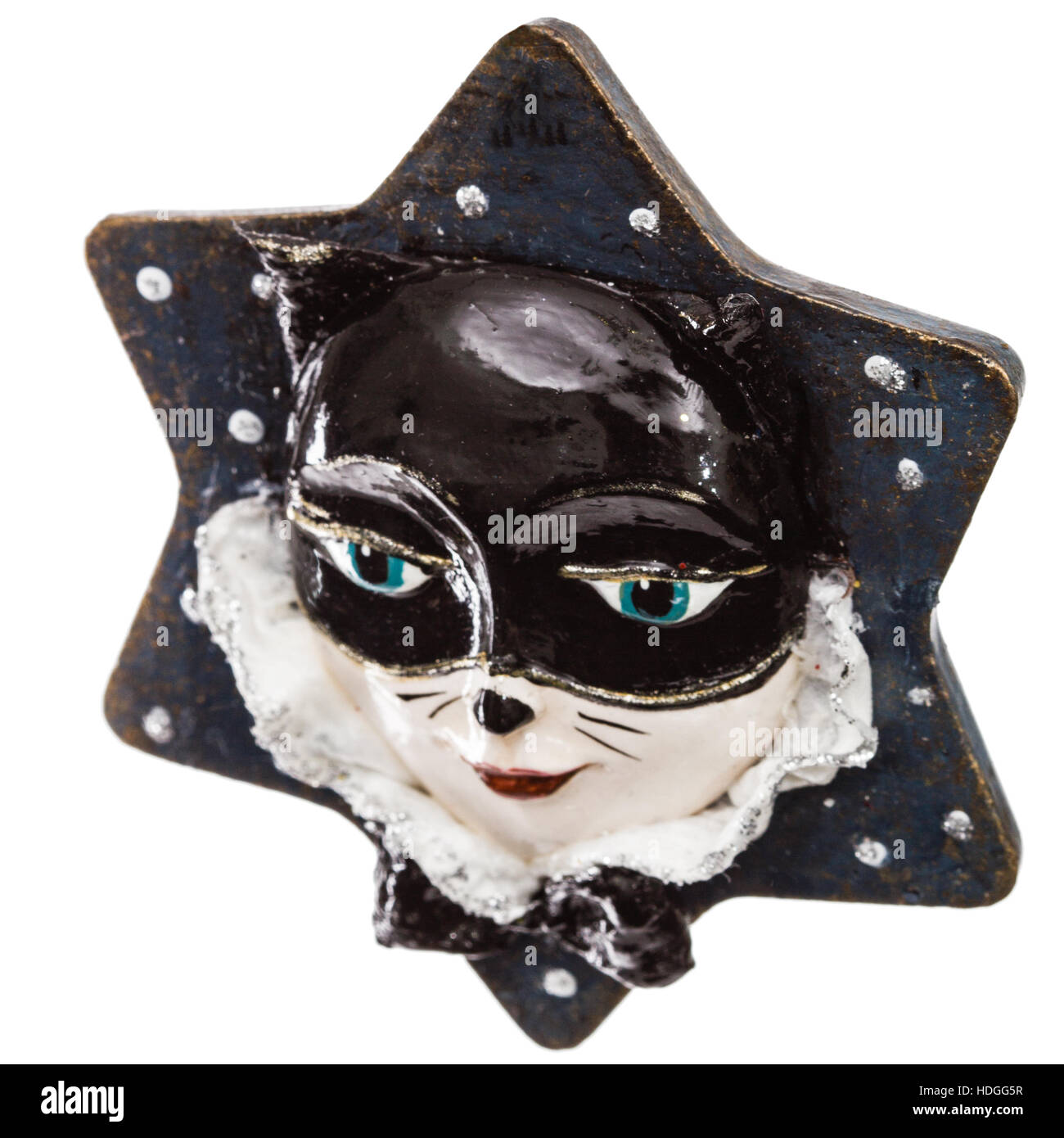 Festive decoration in the shape of a cat mask, isolated on white ...