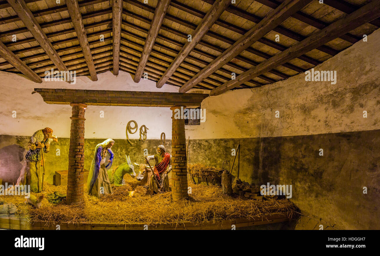 Nativity scene in Christmas Crib Stock Photo - Alamy