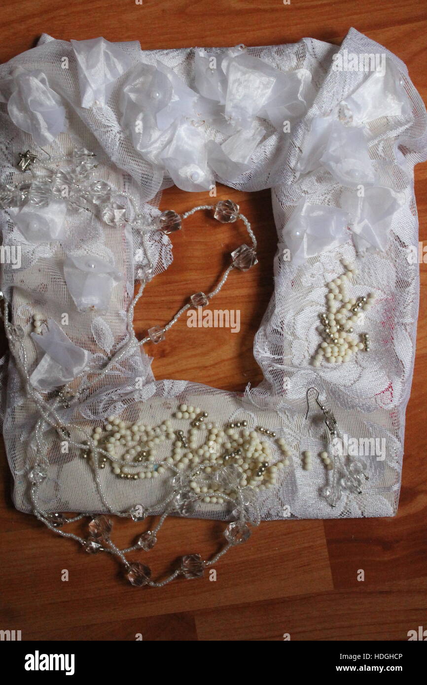 beautiful white lace frame from fabric and beads for save photo nice ...