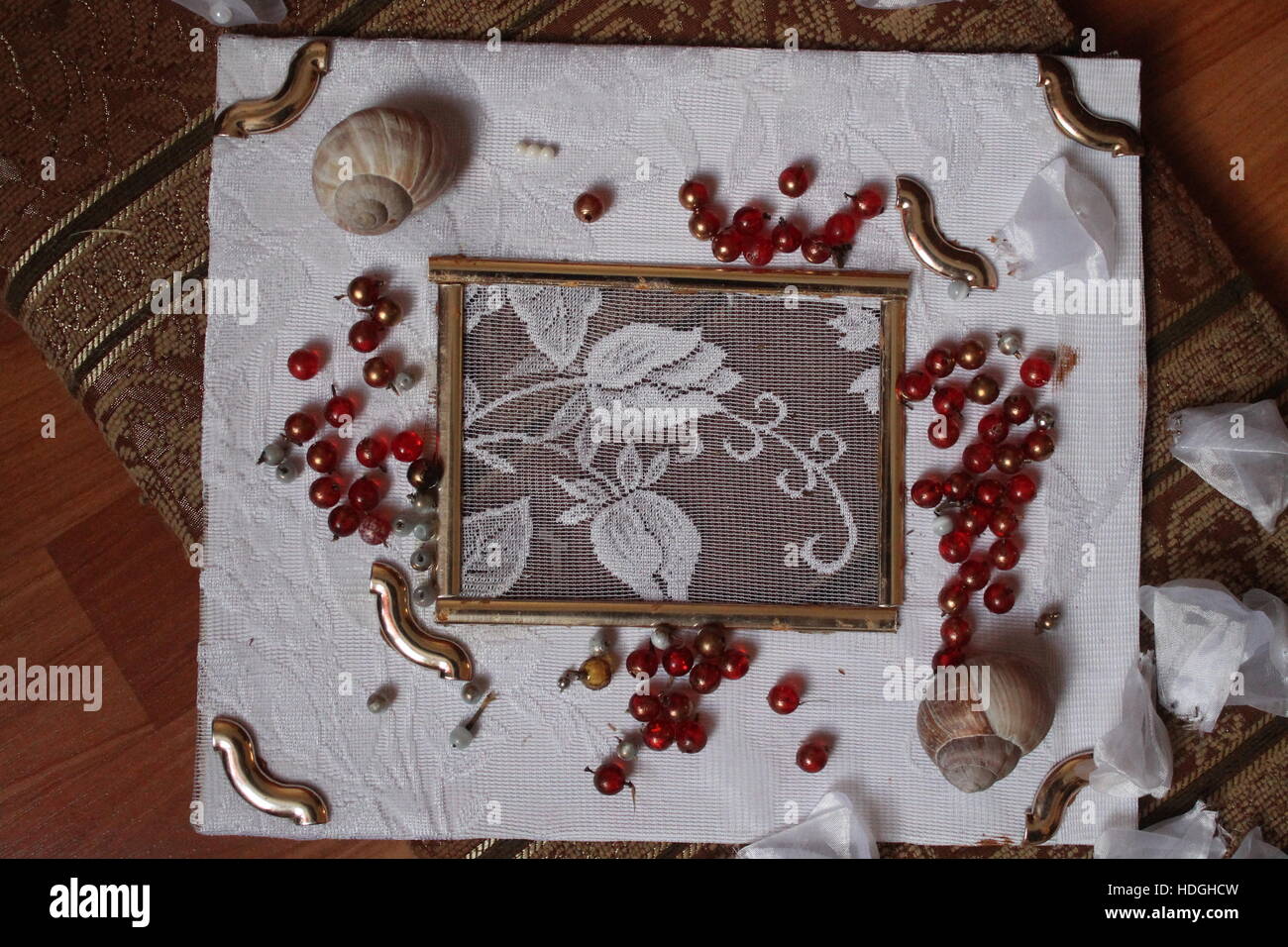 beautiful lace frame for care photo from fabric and beads nice gift on ...