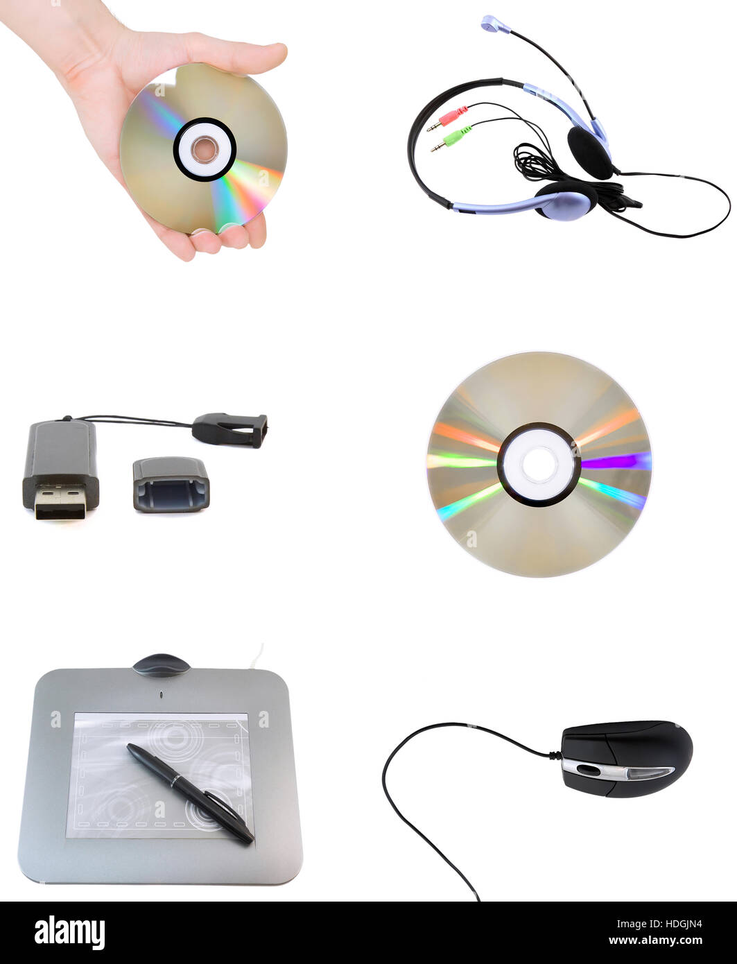 Collage of computers devices. Isolated over white Stock Photo - Alamy