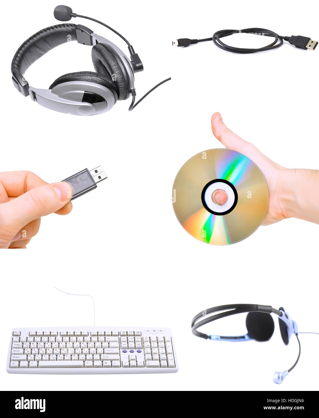 Collage of computers devices. Isolated over white Stock Photo - Alamy