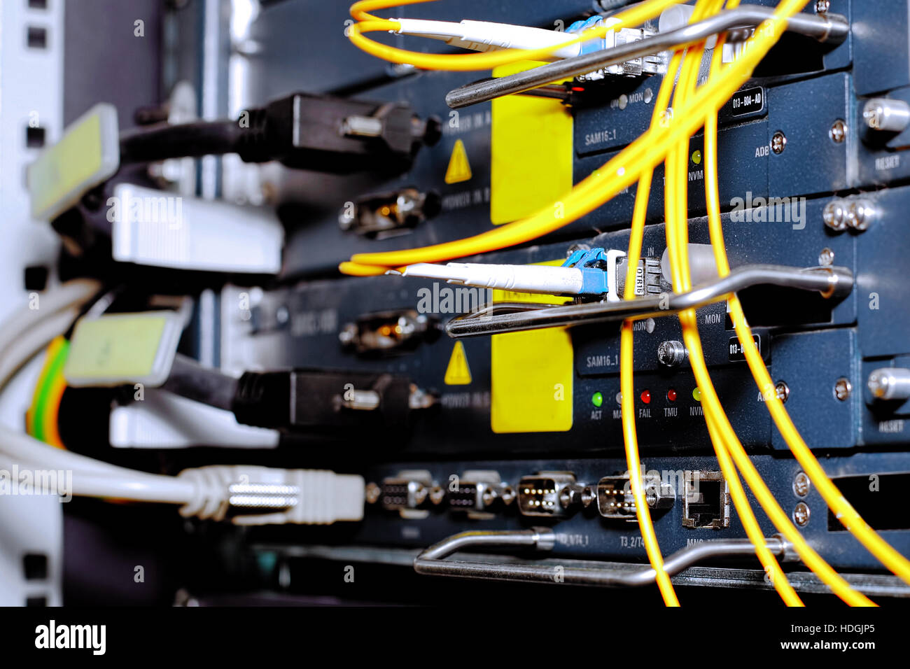 Telecommunication equipment of network cables in a datacenter of mobile ...