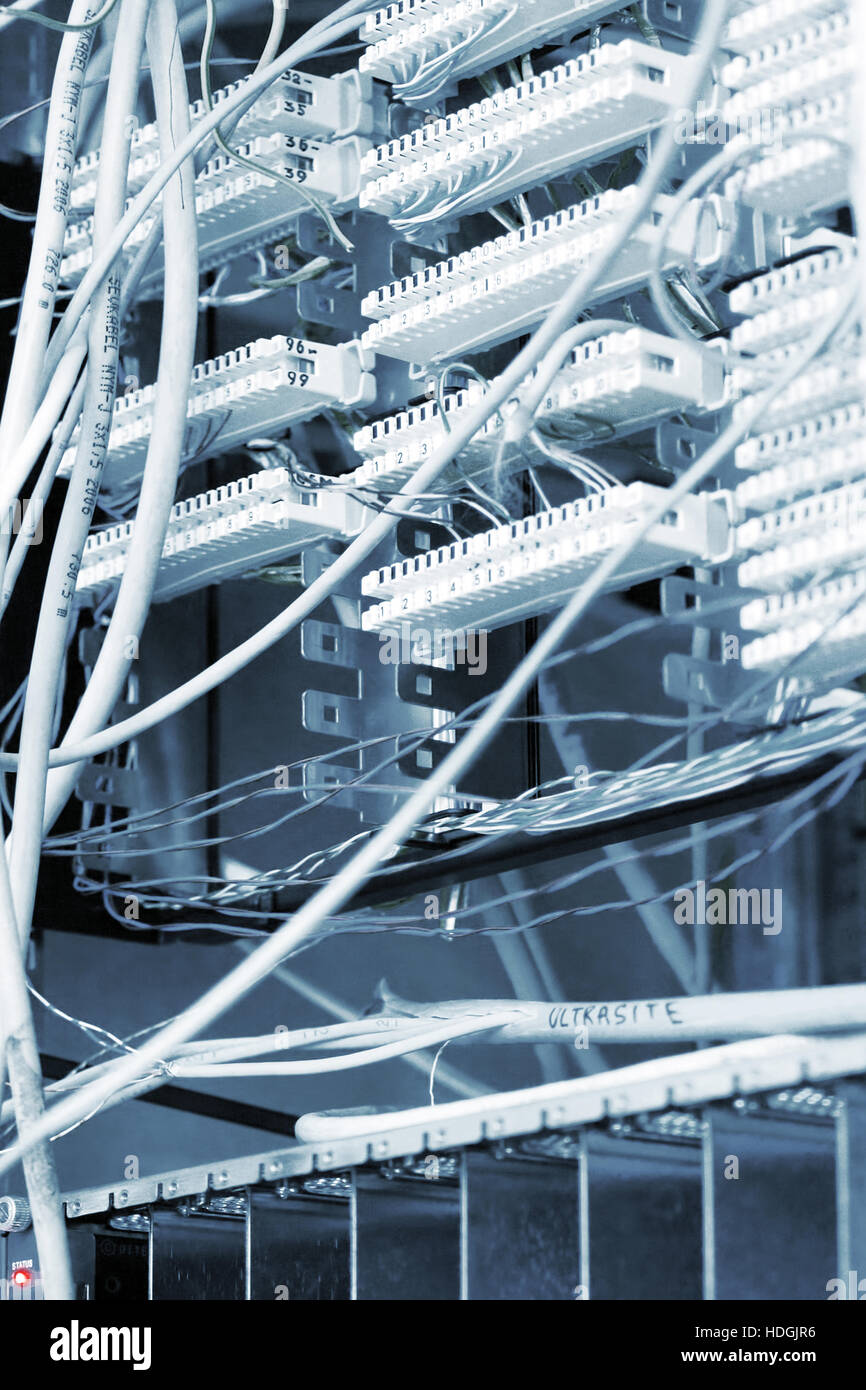 Telecommunication equipment of network cables in a datacenter of mobile ...