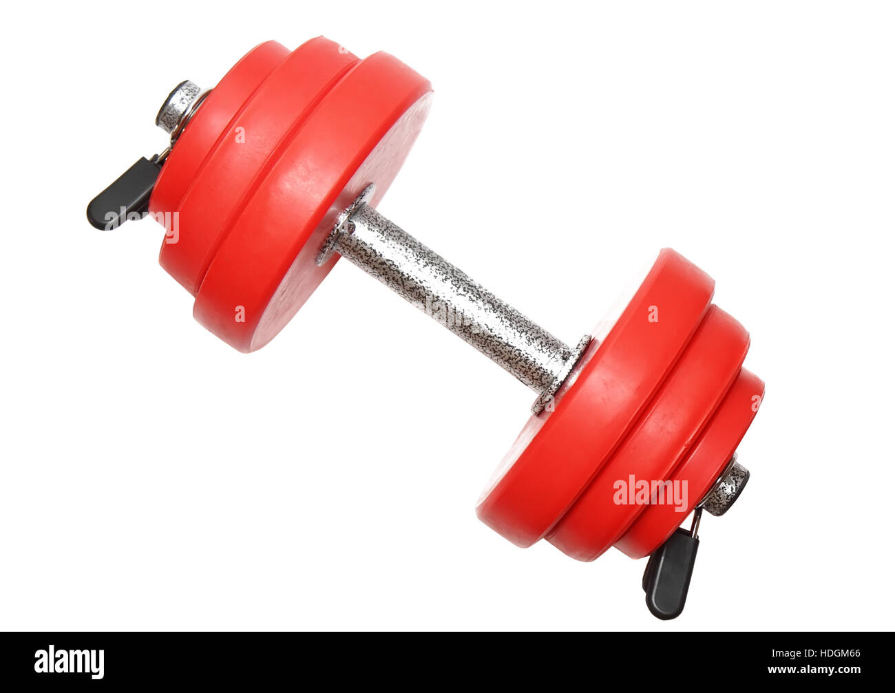 A sporting equipment - two red dumbbells. Isolated over white Stock ...