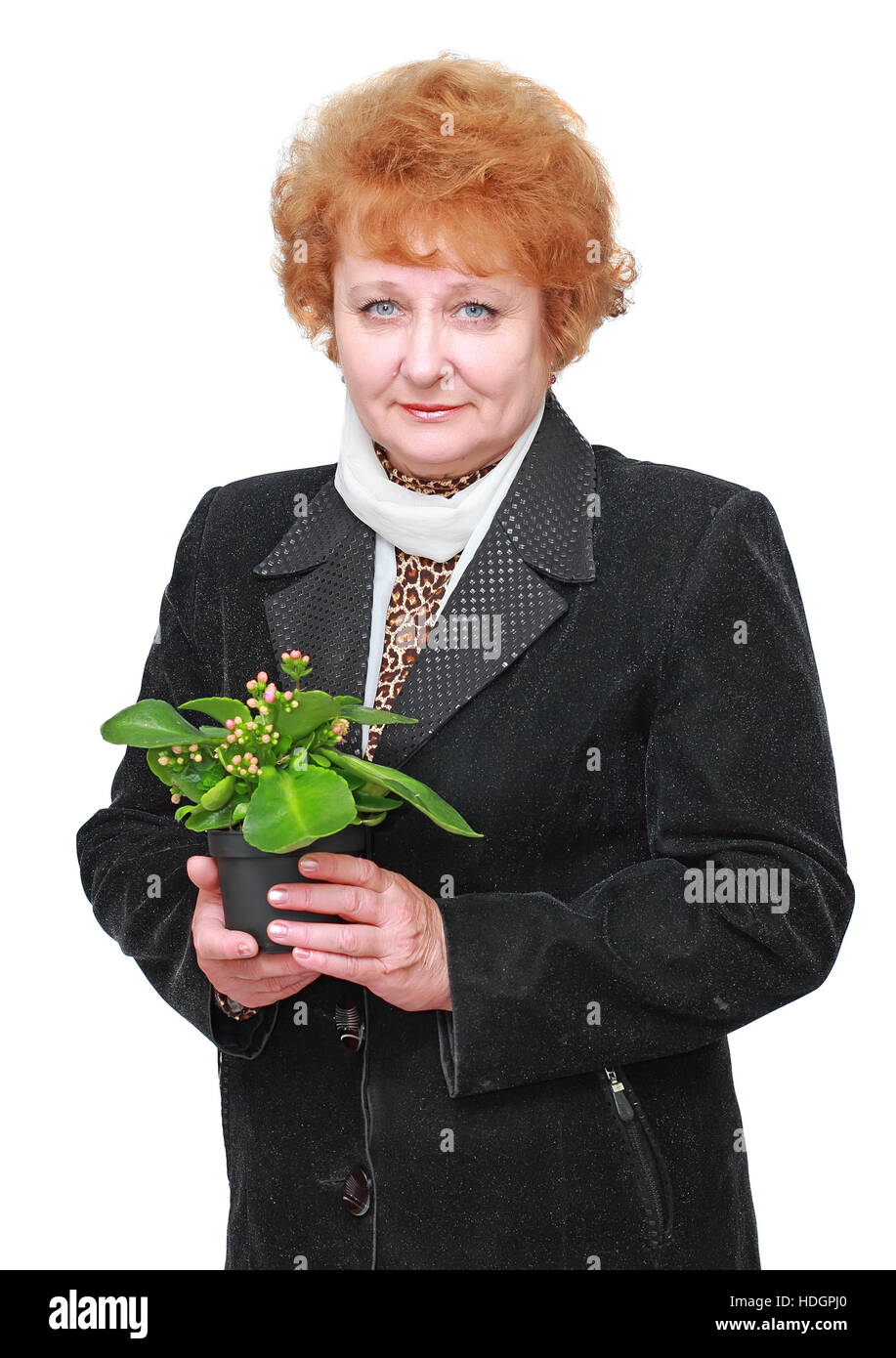 Friendly senior woman with house plant hi-res stock photography and ...