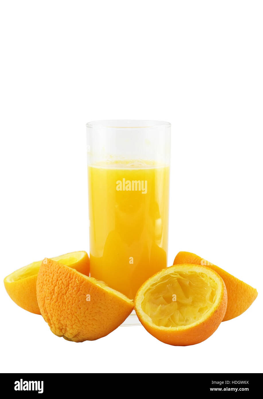 Glass of orange juice , squeeze of orange. Isolated Stock Photo - Alamy