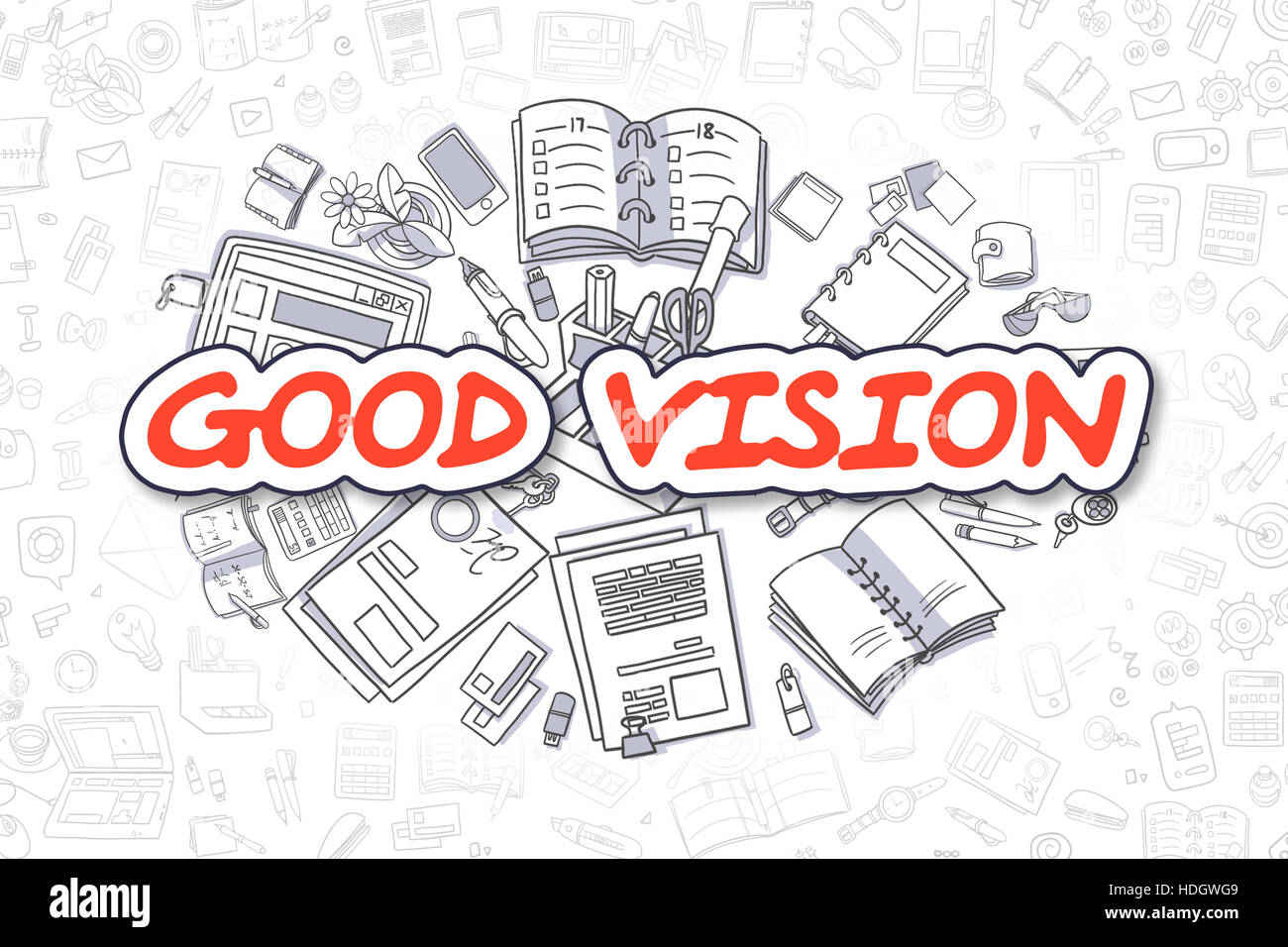 Good Vision - Cartoon Red Inscription. Business Concept Stock Photo - Alamy