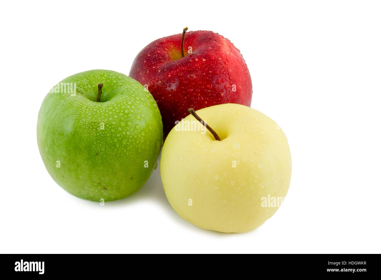 Three apples-in traffic light form, on a white background.Isolated ...