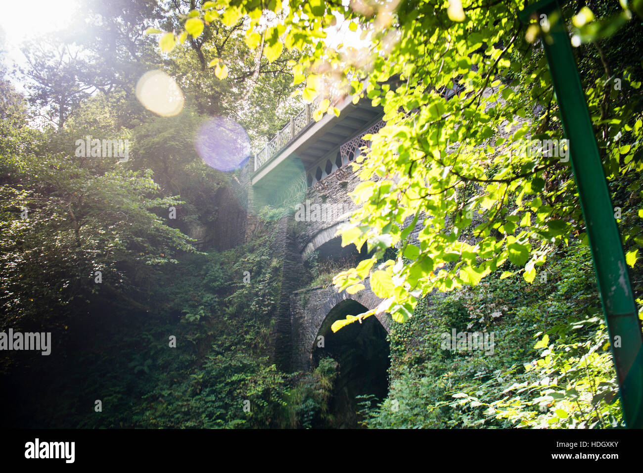 Tourism in Wales: The iconic three bridges over the river Mynach at ...