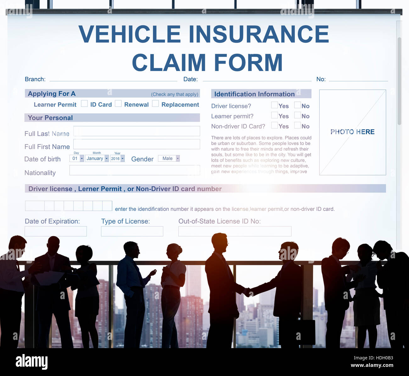 Vehicle Insurance Claim Form Benefit Concept Stock Photo - Alamy