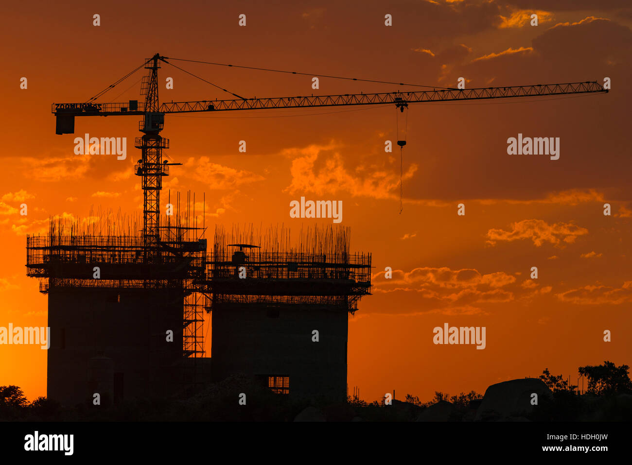 construction Zimbabwe Africa crane sunset develop Stock Photo - Alamy