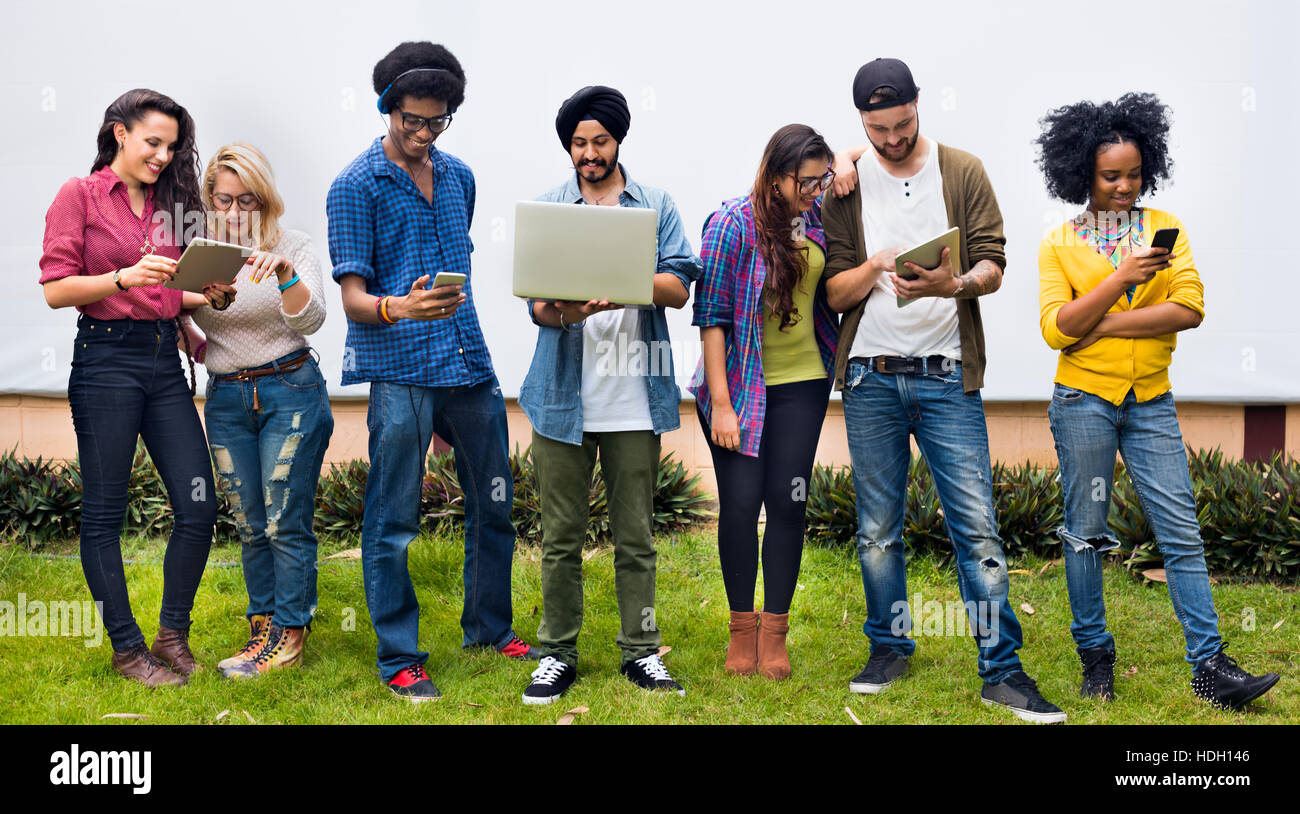 College Students Using Digital Devices Concept Stock Photo - Alamy