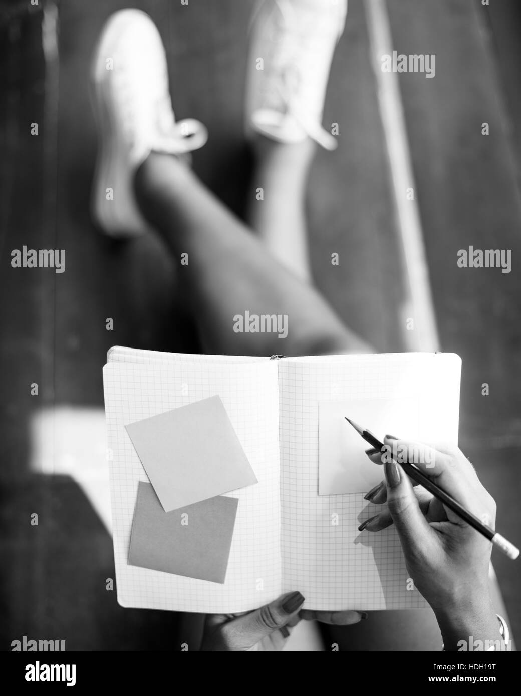 Notebook project Black and White Stock Photos & Images - Alamy