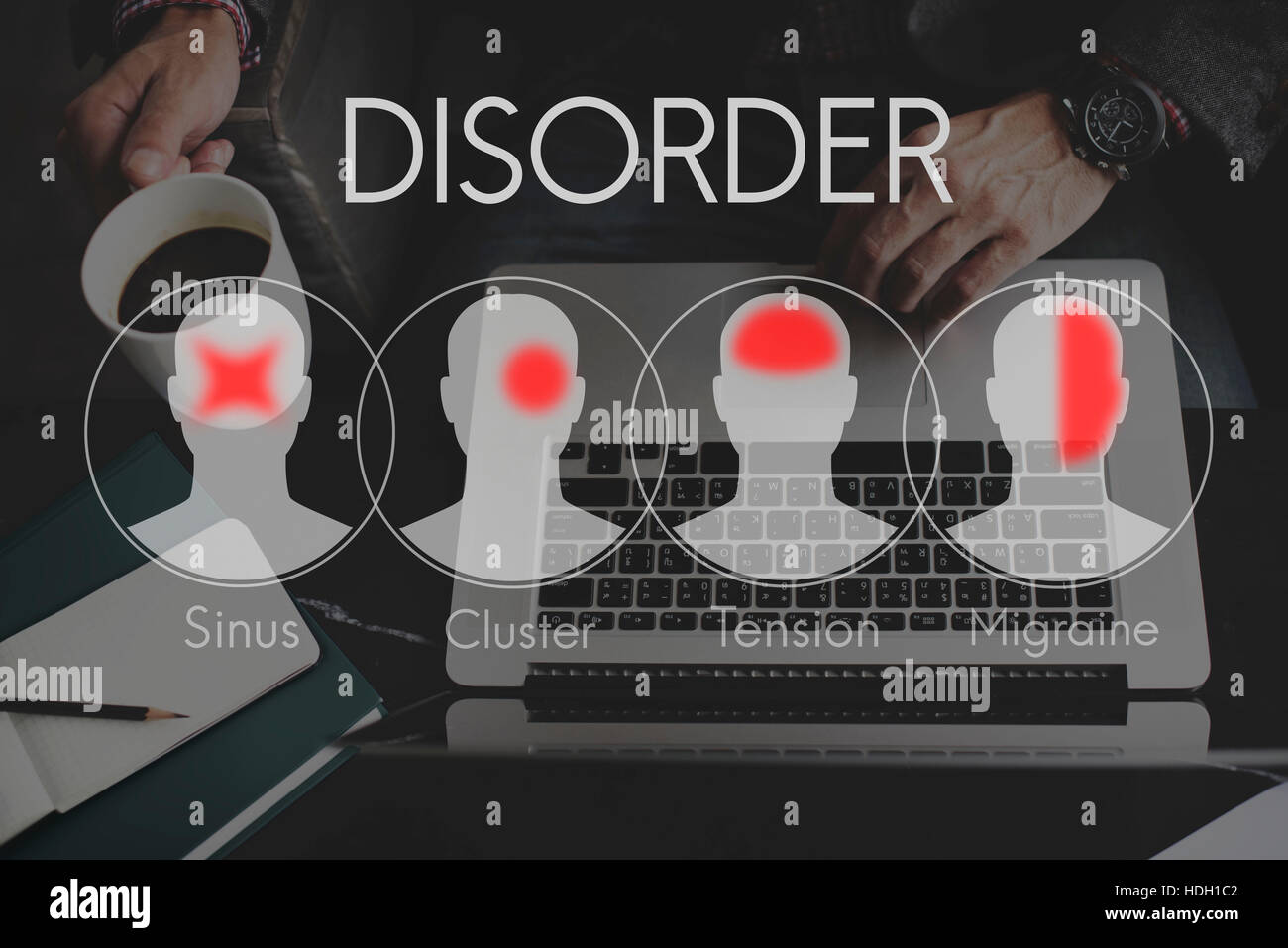 Headache Symptom Migraine Tension Cluster Concept Stock Photo - Alamy