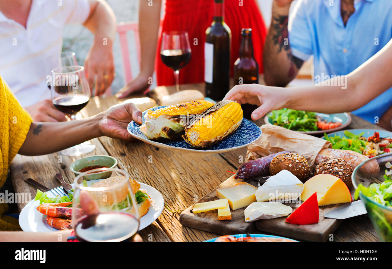Group Of People Dining Concept Stock Photo - Alamy