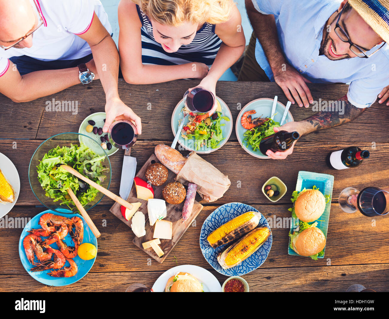 Group Of People Dining Concept Stock Photo - Alamy
