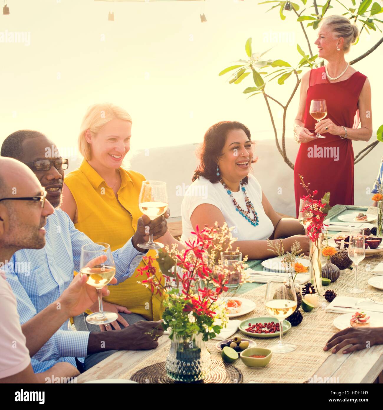 Group Of People Dining Concept Stock Photo - Alamy