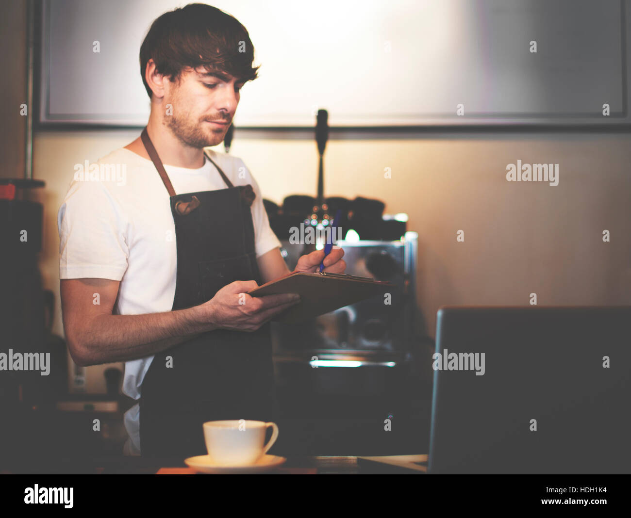 Barista Cafe Apron Cafe Coffee Restaurant Service Concept Stock Photo ...