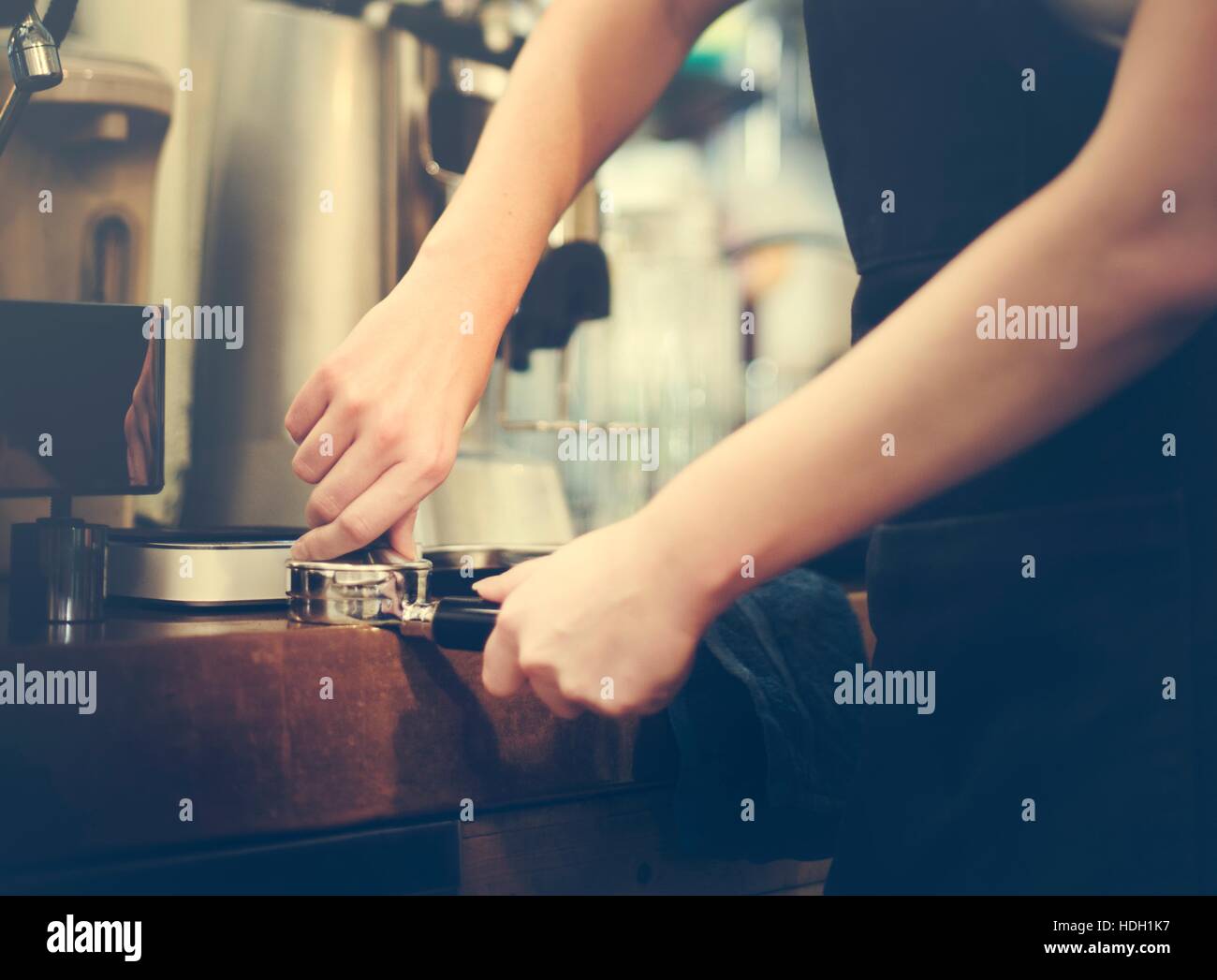 Barista Cafe Coffee Uniform Apron Service Shop Concept Stock Photo - Alamy