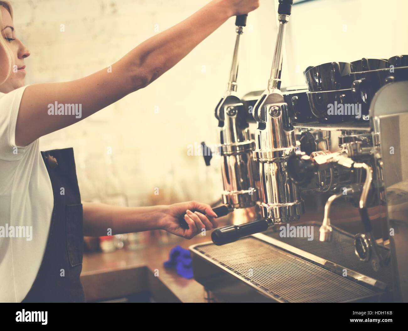 Coffee Machine Portafilter Steam Barista Shop Concept Stock Photo - Alamy
