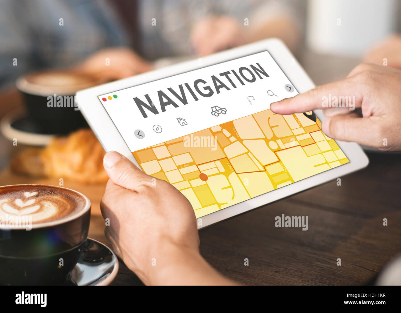 GPS Destination Route Map Graphic Concept Stock Photo - Alamy