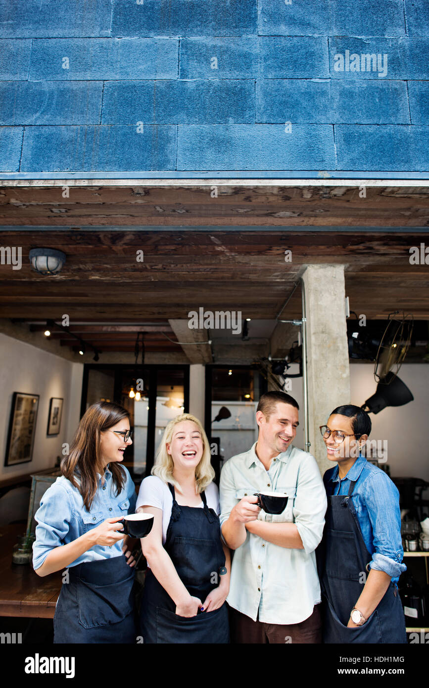 Cafe Friends Coffee Break Cheerful Relaxation Concept Stock Photo - Alamy
