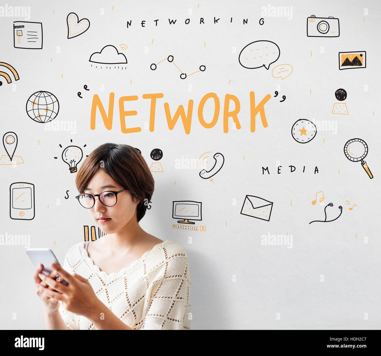 Networking Media Sharing Icons Graphic Concept Stock Photo - Alamy