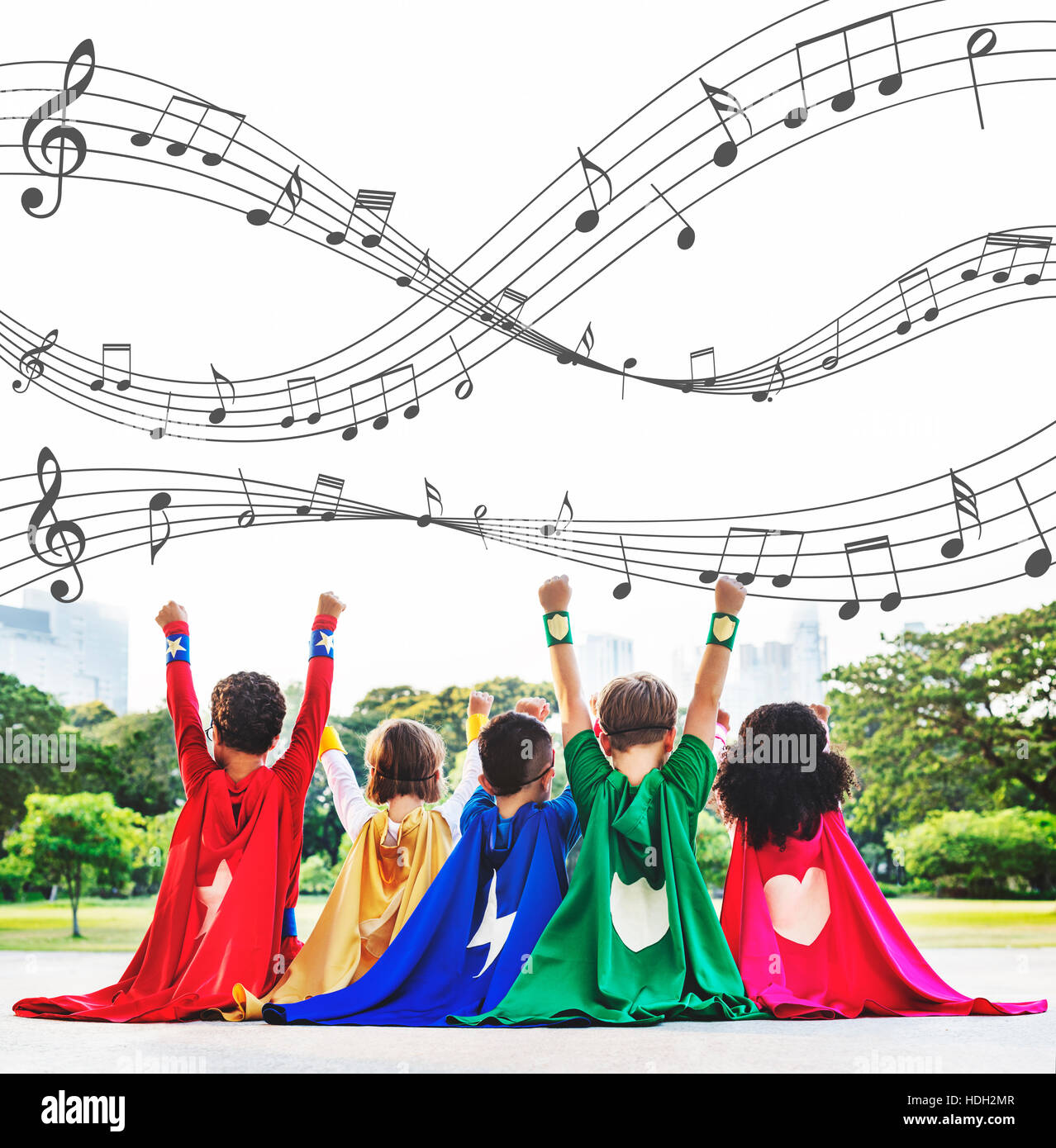 Music Notes Entertainment Melody Listening Concept Stock Photo - Alamy