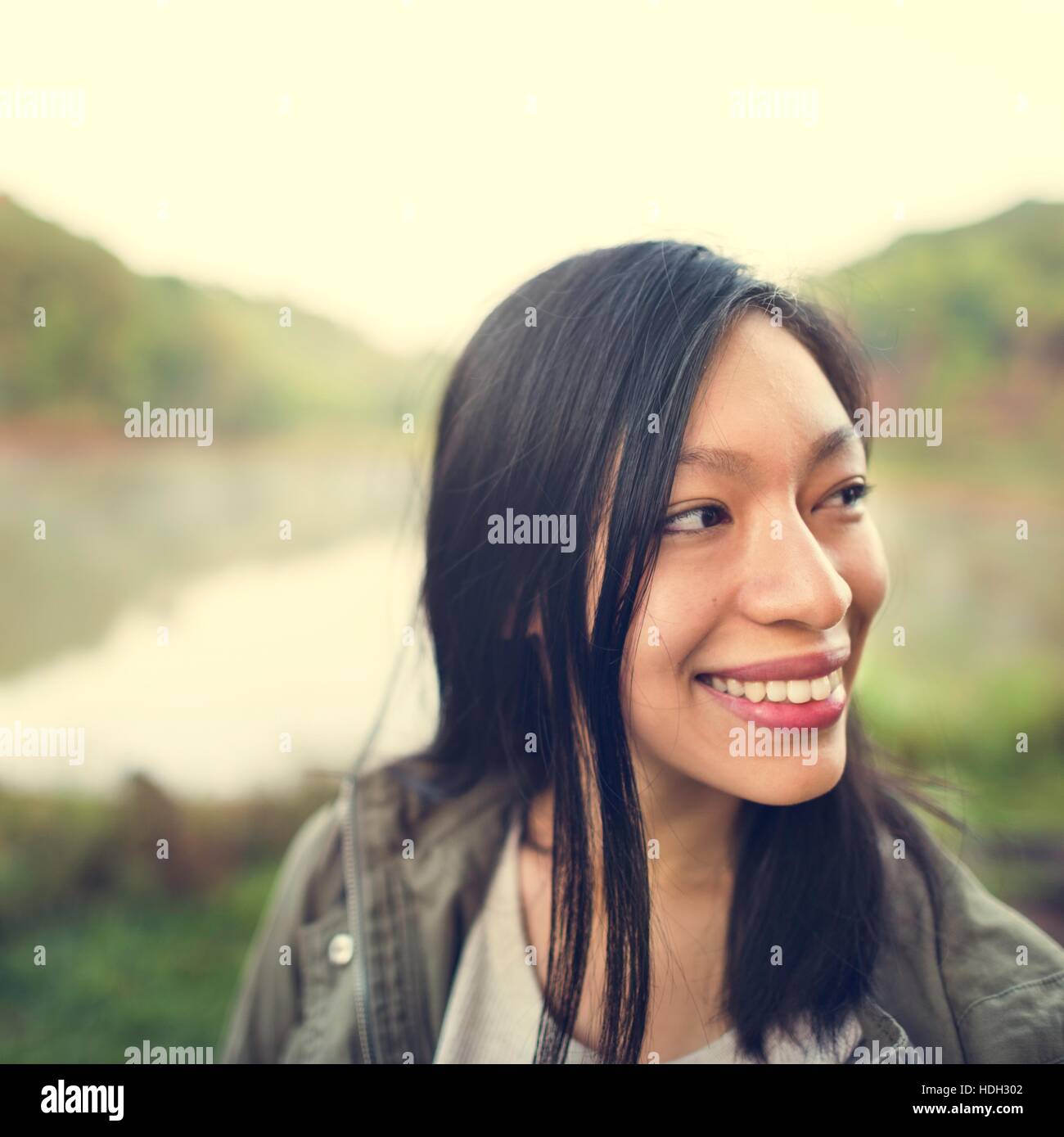 Girl Exploring Freedom Outdoors Concept Stock Photo - Alamy