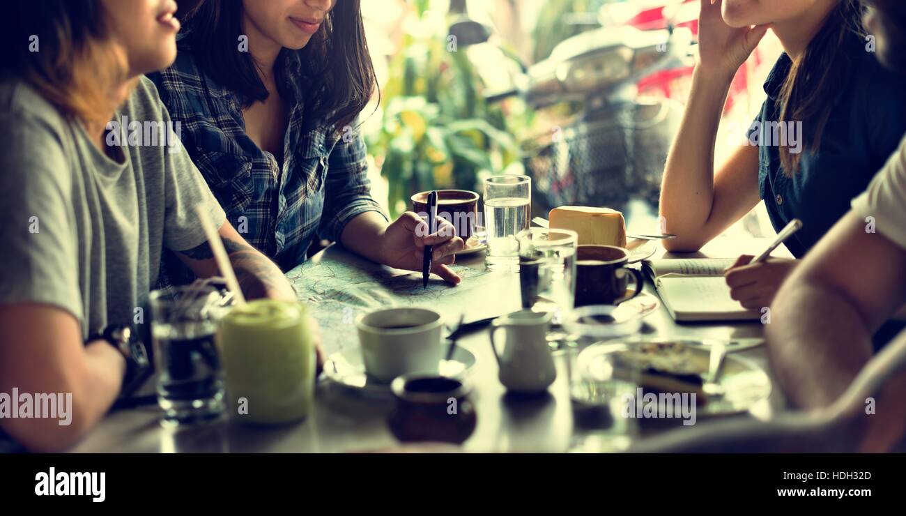 Group Of People Drinking Coffee Concept Stock Photo - Alamy