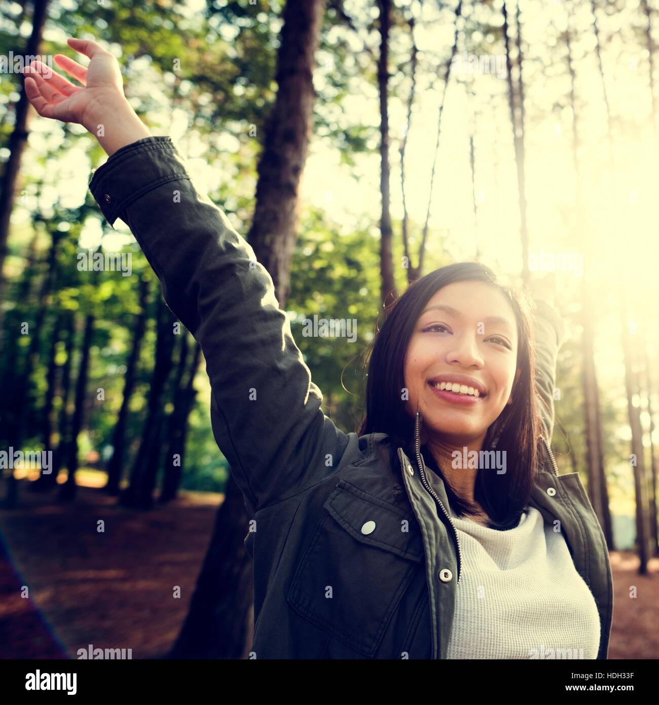 Girl Enjoying Freedom Outdoors Concept Stock Photo - Alamy