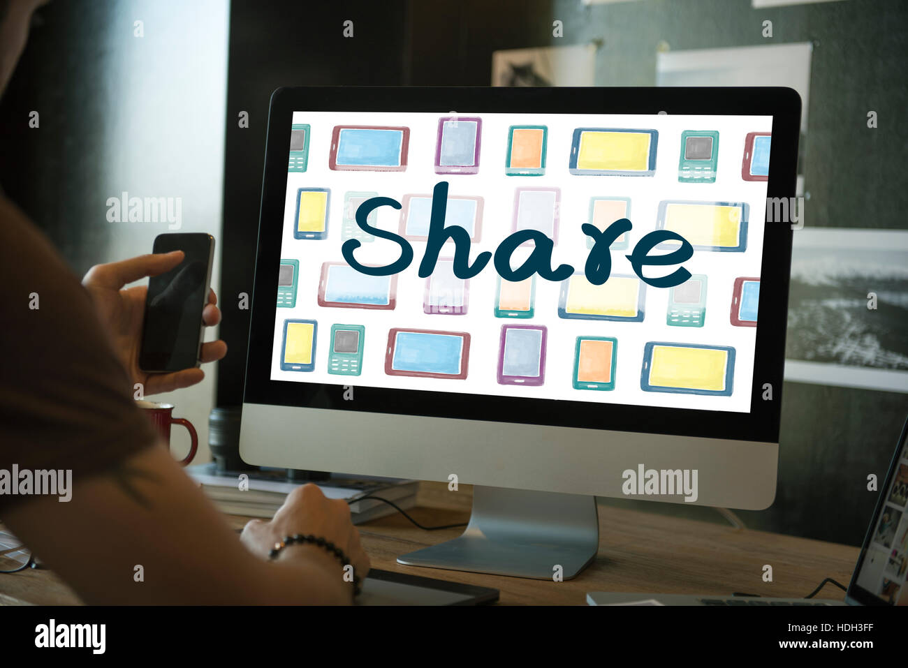 Share Ideas Moments Connection Share Social Concept Stock Photo - Alamy