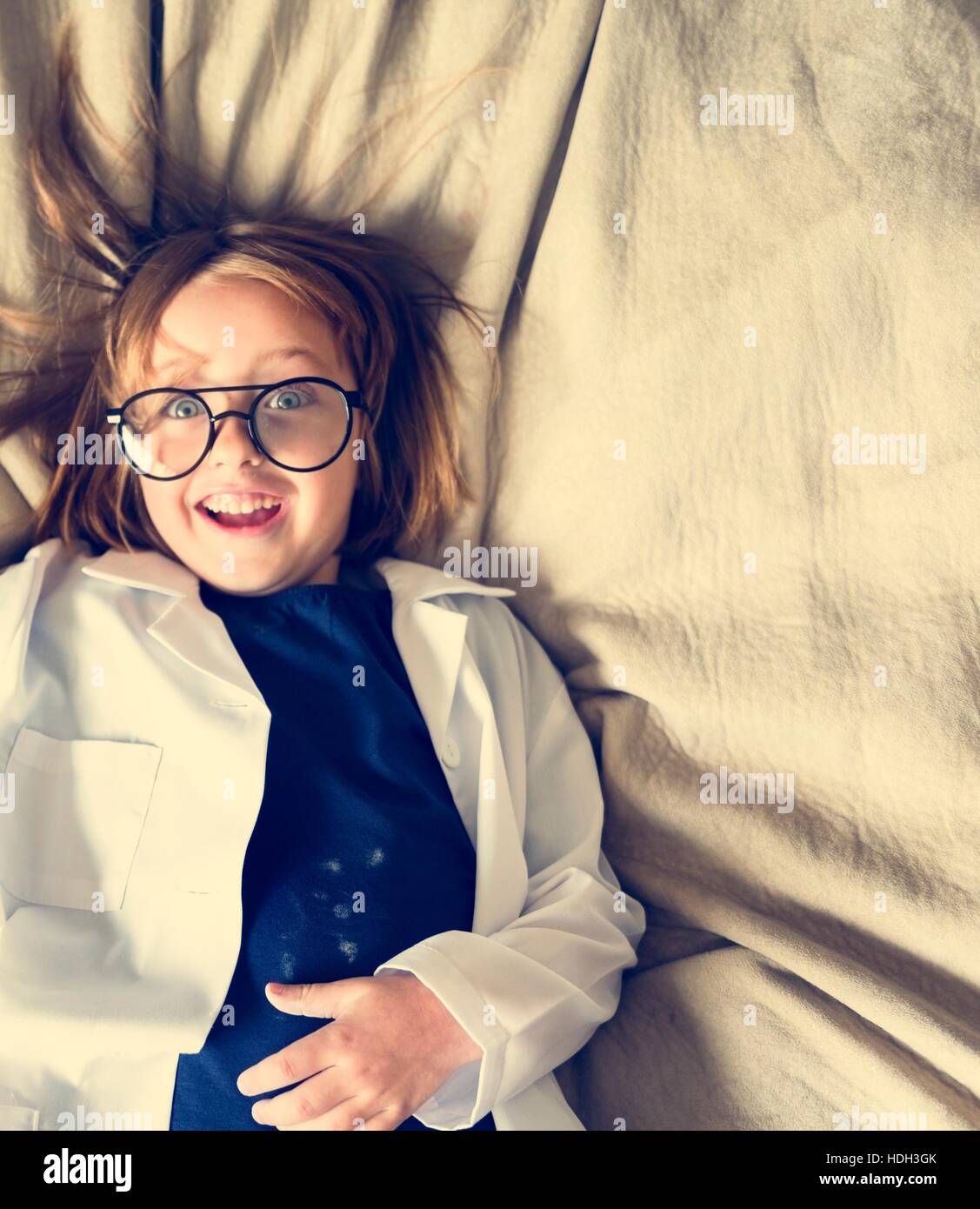 Little Girl Lay Bed Concept Stock Photo - Alamy
