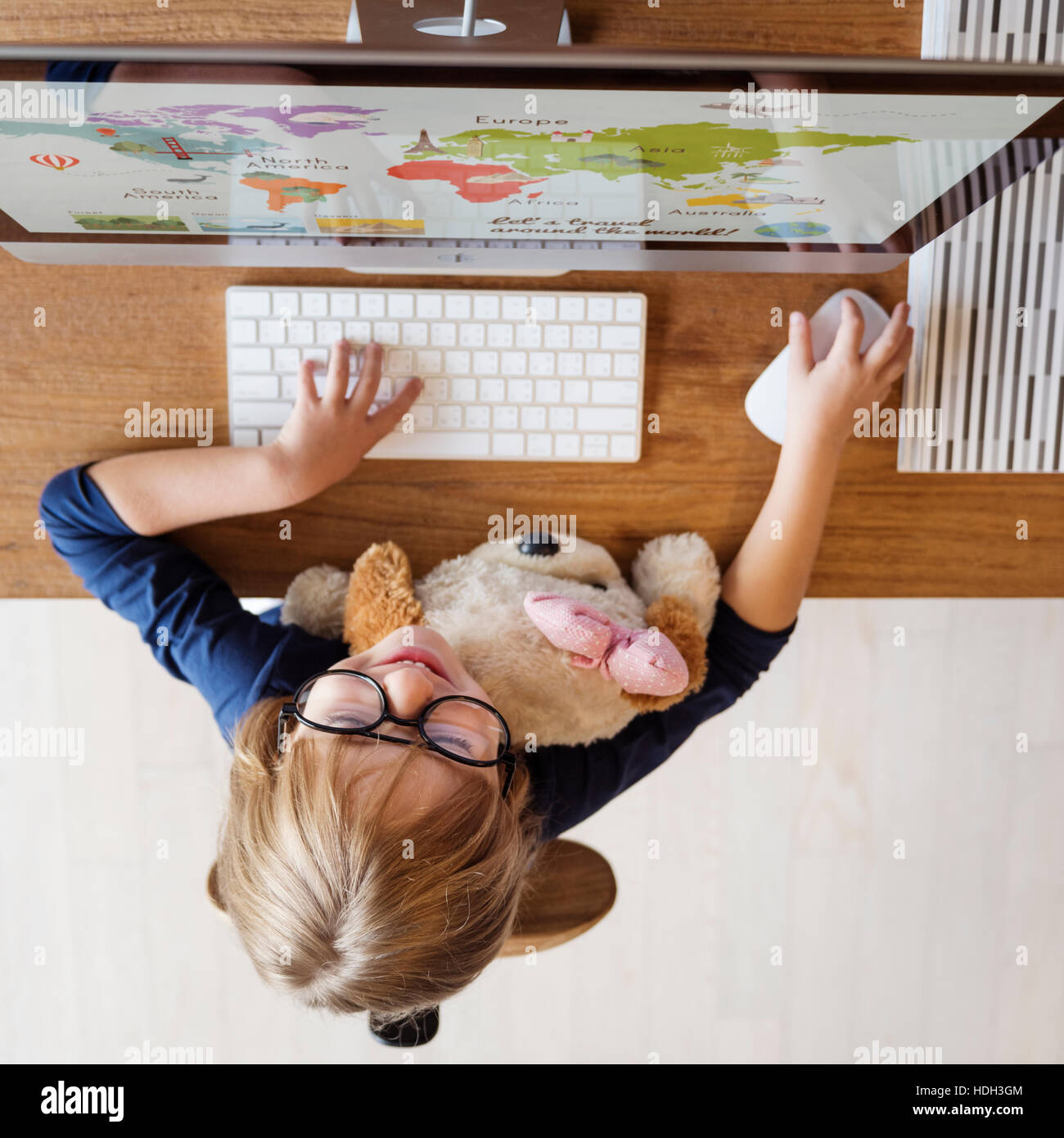 Little Girl Using Computer Concept Stock Photo - Alamy