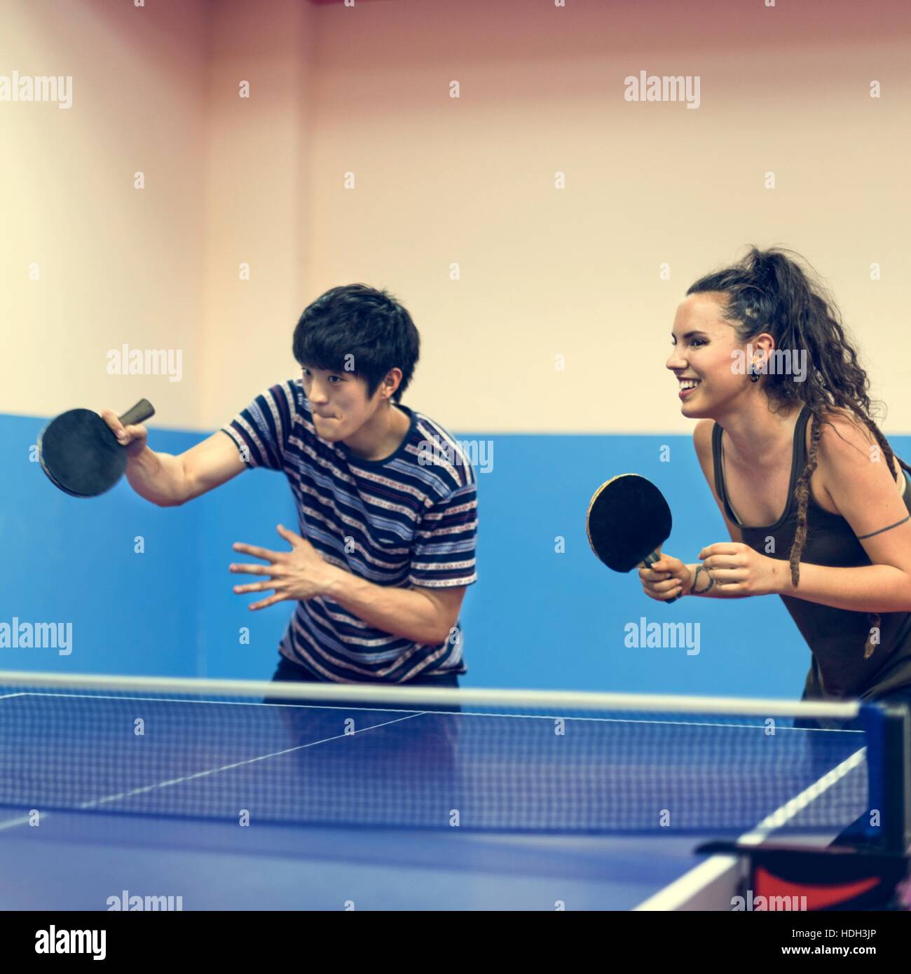 Table Tennis Ping-Pong Friends Sport Concept Stock Photo - Alamy