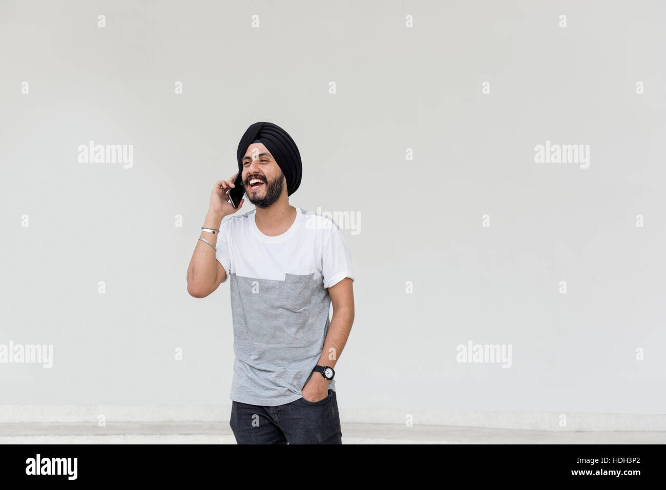Man Indian Telecommunication Phone Connection Concept Stock Photo - Alamy