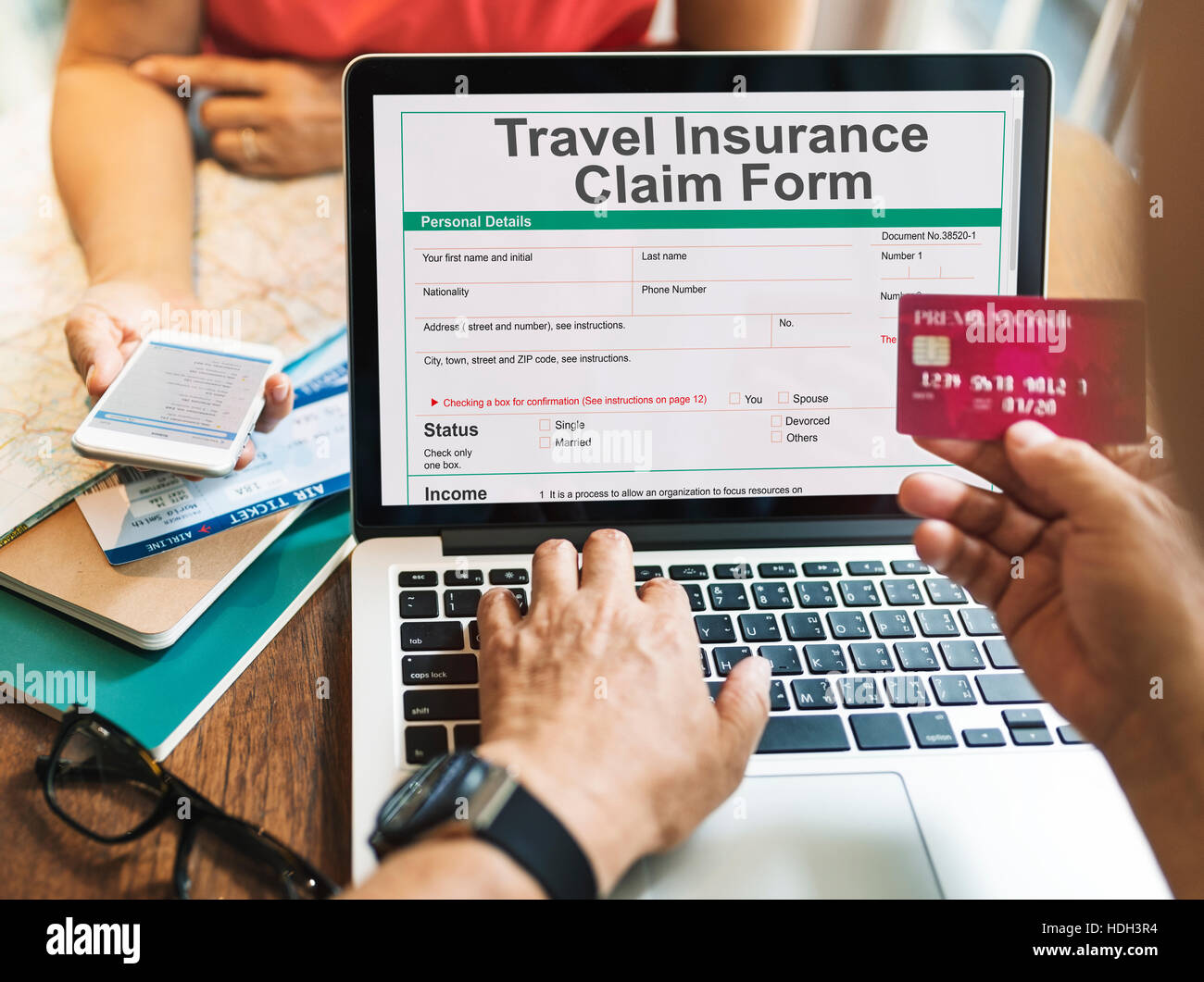 Travel Insurance Claim Form Destination Policy Concept Stock Photo - Alamy