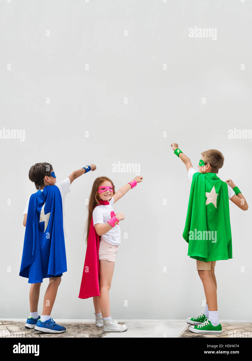Superhero Boy Girl Brave Imagination Concept Stock Photo - Alamy