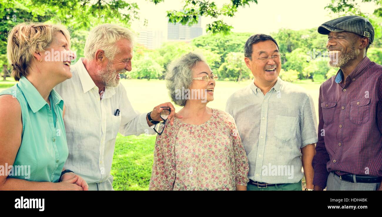 Group of Senior Retirement Friends Happiness Concept Stock Photo - Alamy